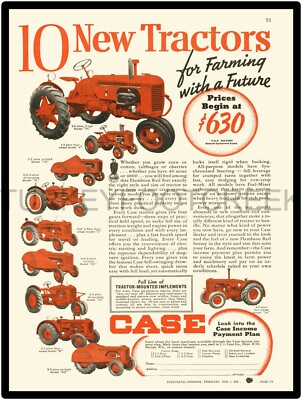 1941 Case 10 New Tractors Ad 9" x 12" Metal Sign | eBay