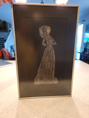 MARGARET BERNARD PEYTON LARGE GOLD ACRYLIC RUBBING ON PAPER PAINTING ...