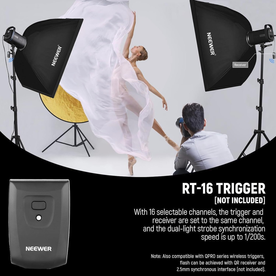 NEEWER S101-300W Strobe Flash Light with 9 Levels 150W Modeling Lamp ...