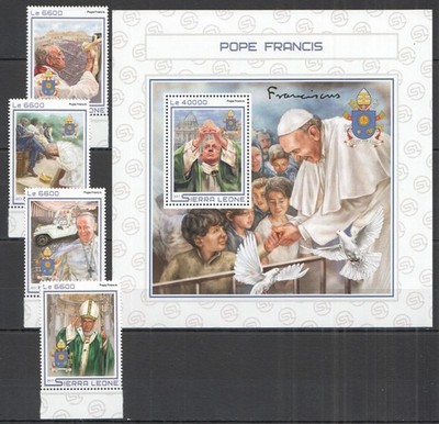 DF0219 2017 SIERRA LEONE POPE FRANCIS GREAT HUMANISTS #8486-90 SET+BL ...