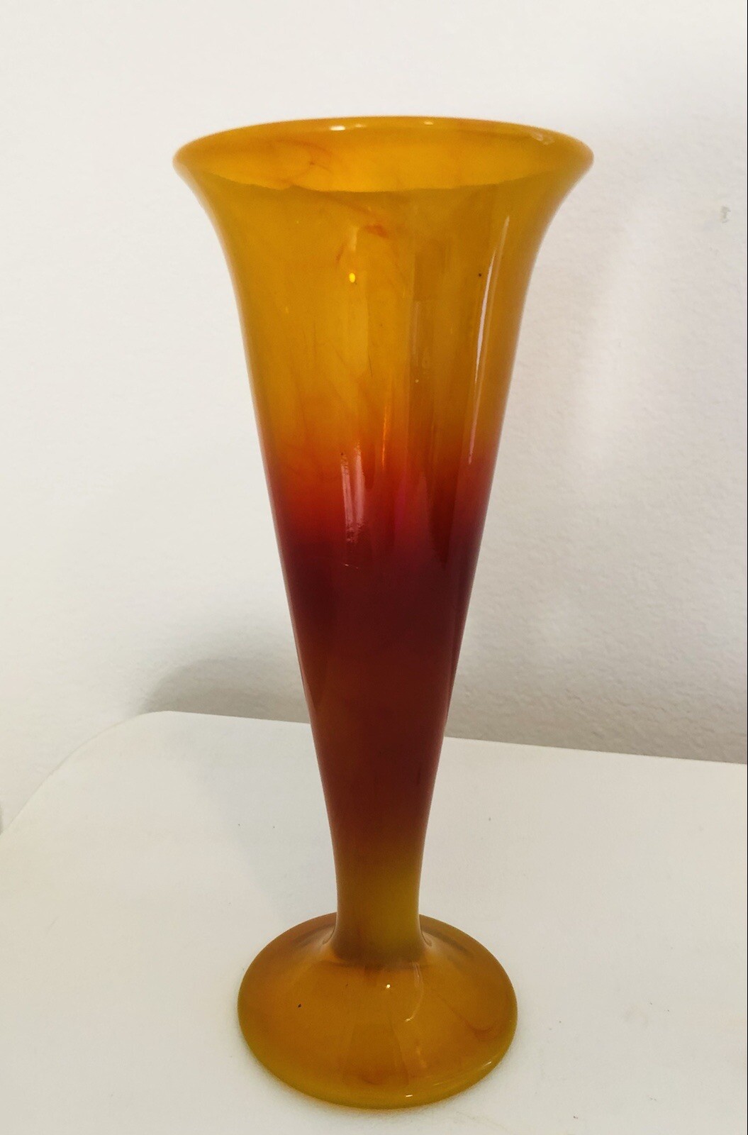 1920s Co-Operative Flint Glass Co Sunset Amberina Trump Vase 10” | eBay