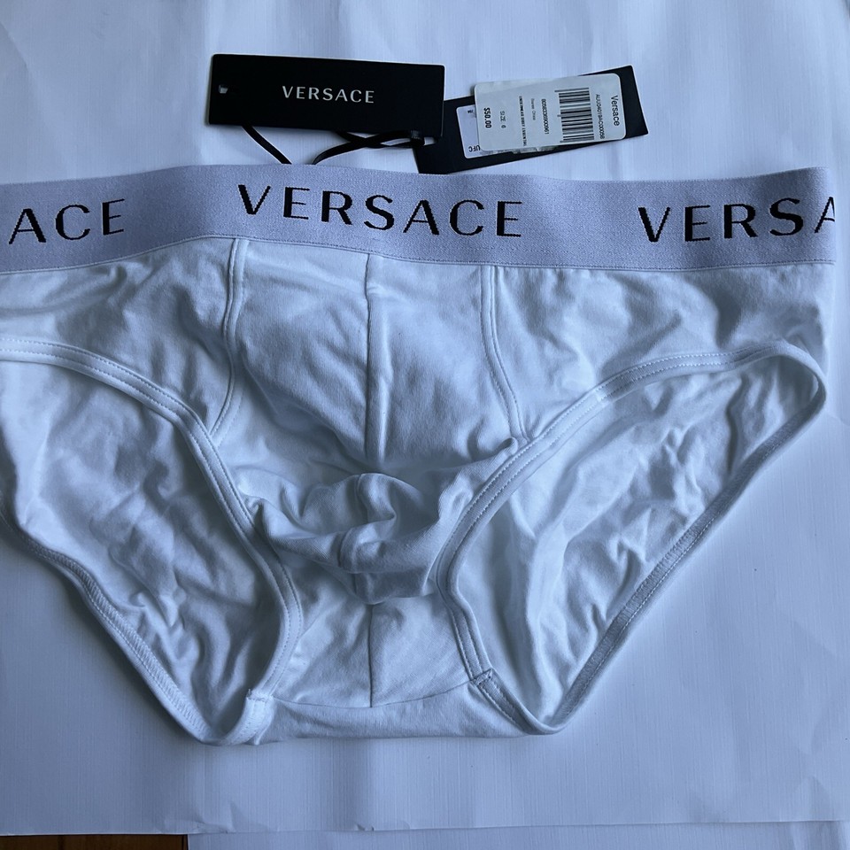 Versace Logo LOW RISE SLIP (BRIEF) Sz 6 (Large) White,Authentic,New | eBay