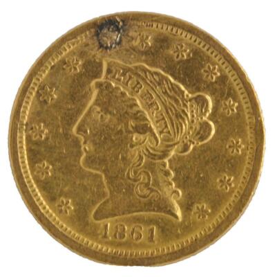 United States 1861 Series $2.50 Dollar Piece .900 Fine Gold Coin Round ...