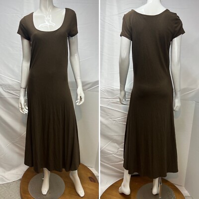 Women's Ralph Lauren Sport Brown Cap Sleeve Scoop Neck Pima Cotton Midi ...