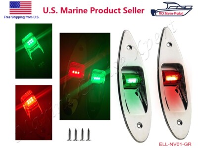 Stainless Steel LED Navigation Side Lights Green Red Flush Mount 12V | eBay