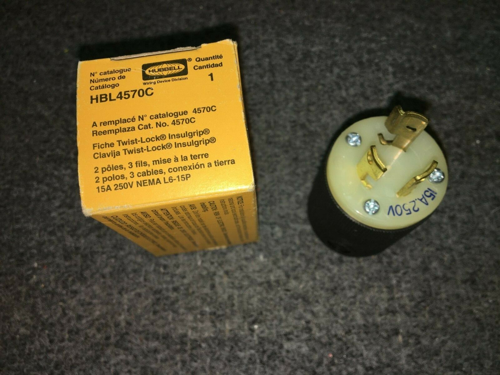 Plug Hubbell HBL4570C 15A 1 phase 250V 2 Pole 3 Wire Twist and Lock | eBay