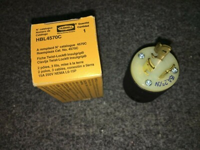 Plug Hubbell HBL4570C 15A 1 phase 250V 2 Pole 3 Wire Twist and Lock | eBay