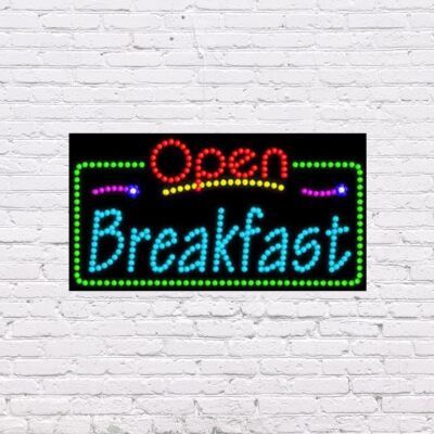 LED Open Breakfast | Light-up Sign | 31"W x 17"H x 2"D | eBay