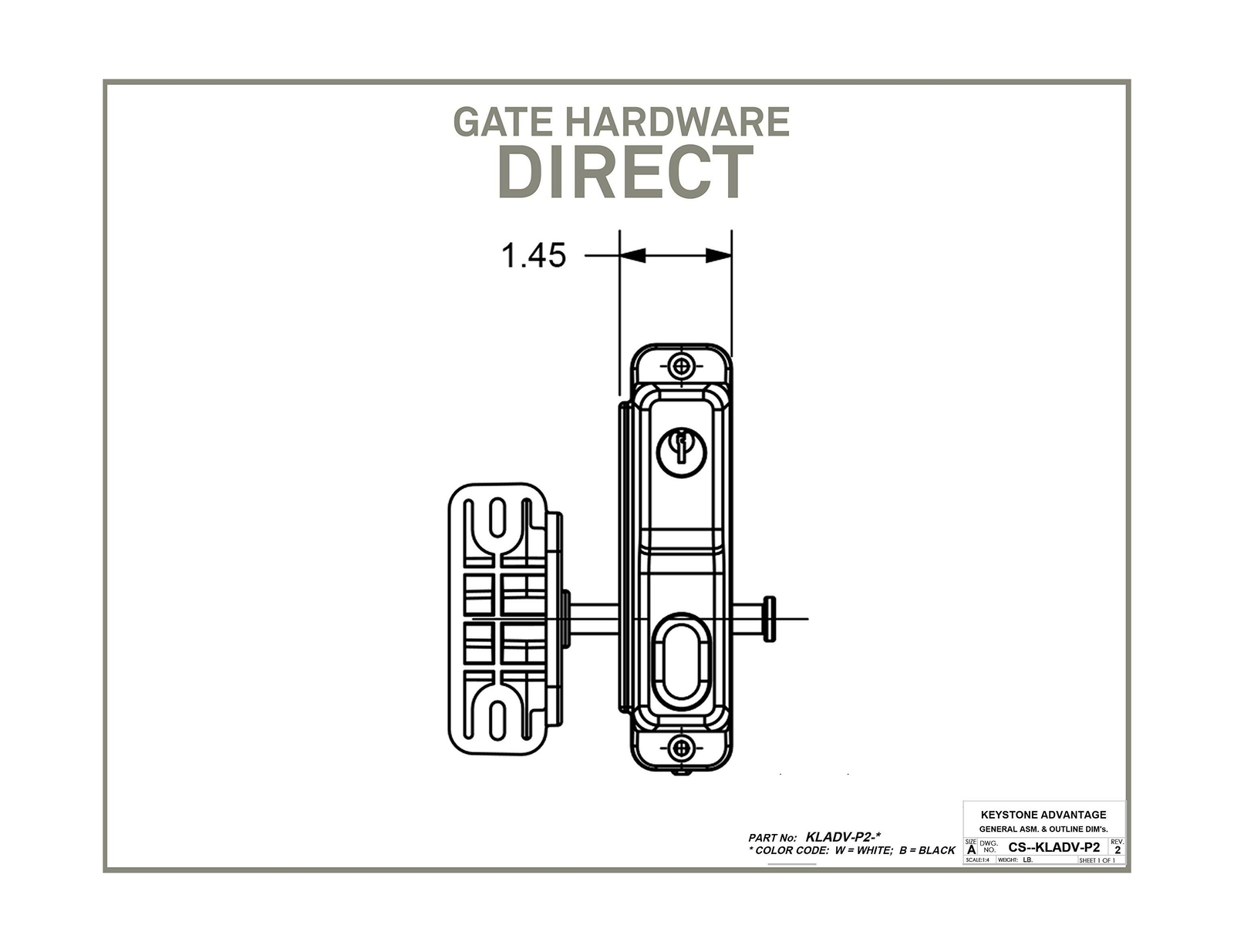 Keystone Black Zinc Diecast Metal Key Lockable Latch 2-sided Keyed ...