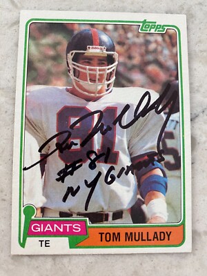 Tom Mullady Signed NEW YORK GIANTS Card 1981 Topps | eBay