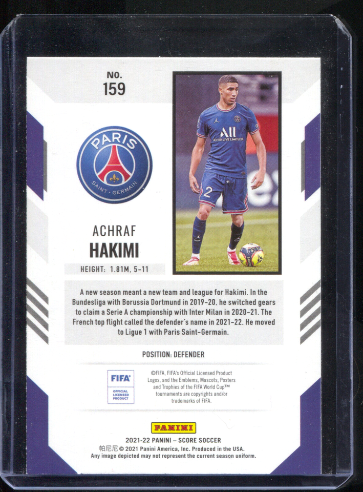 Achraf Hakimi 2020-21 Score Soccer Panini Red Laser Sports Card #159 | eBay