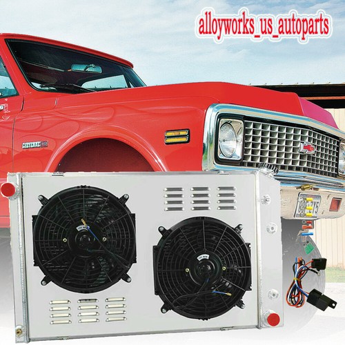 3 Row Radiator+Shroud Electric Fan For Chevy C10 20 30 K10 V8 Pickup ...