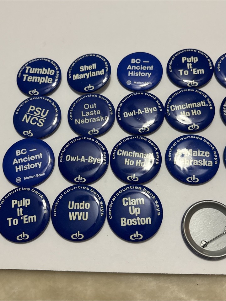 Vintage Penn State Pin Back Button Lot Central Counties Bank Mellon | eBay