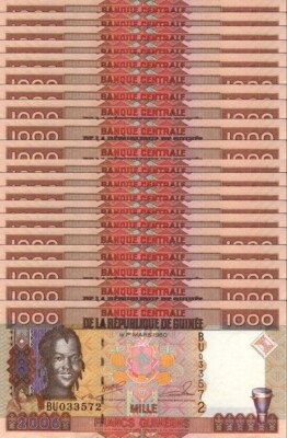 GUINEA 1,000 1000 FRANCS 2006 P 40 UNC (20 PCS) | eBay