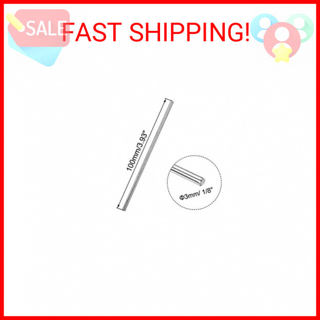 uxcell 3mm x 100mm 304 Stainless Steel Solid Round Rod for DIY Craft ...