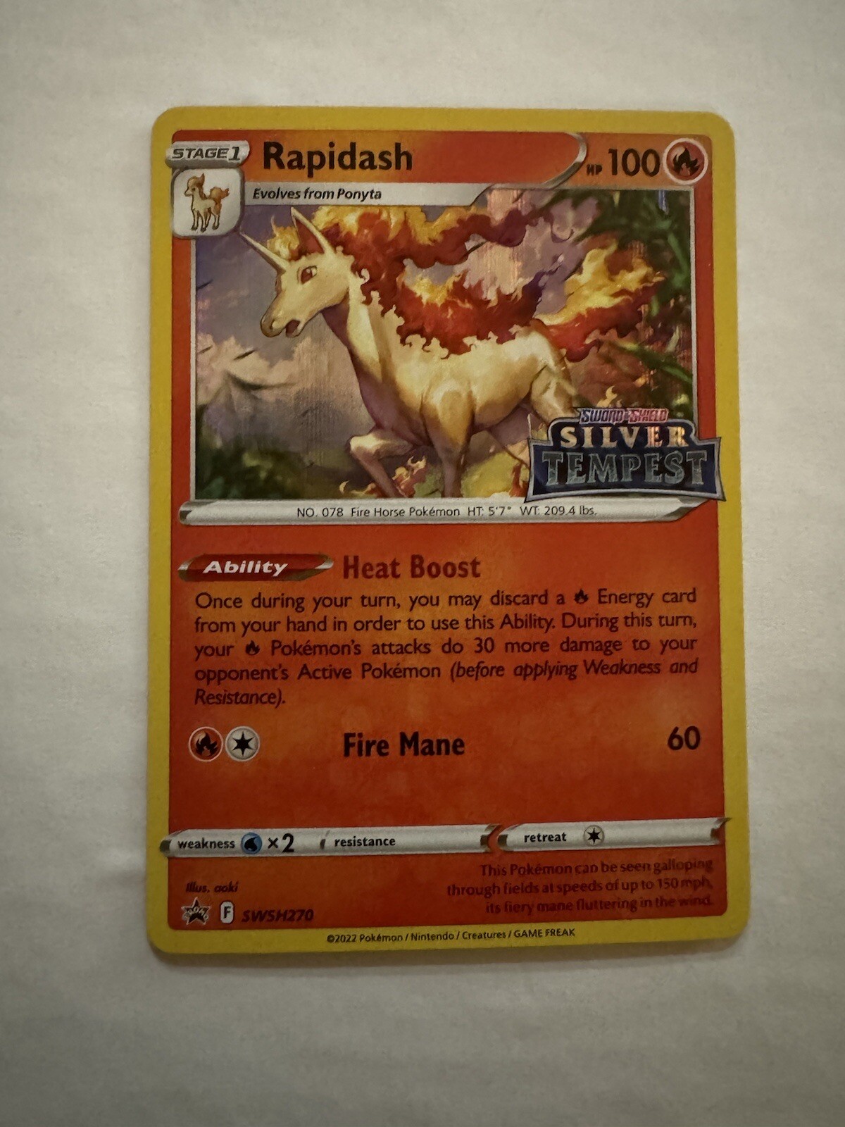 Pokémon TCG Rapidash Sword & Shield SWSH270 Holo Promo Promo for sale ...