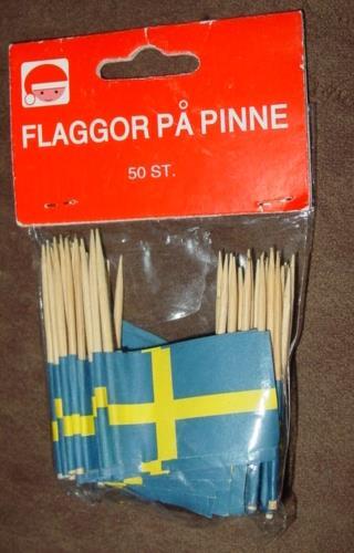 (50) Vintage SWEDEN Flag PICKS - Swedish Toothpicks Cupcake Mini Decor ...
