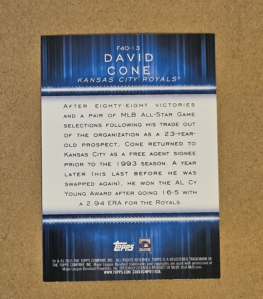 2015 TOPPS FREE AGENT 40, BASEBALL, DAVID CONE, F40-13, ROYALS, NRMT | eBay