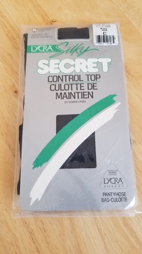 Vintage Pantyhose SECRET SILKY Black Size C Control Top SEALED Hosiery ...