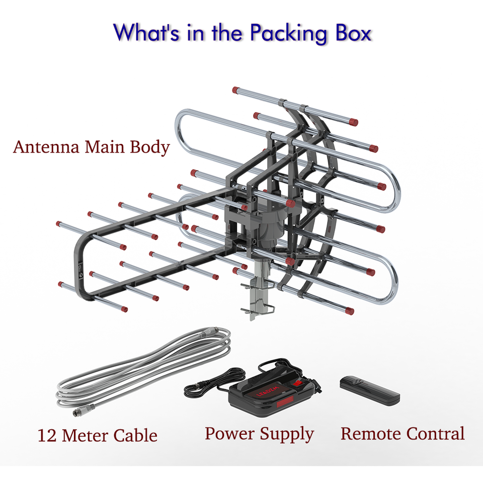 990 mile HDTV 1080P Outdoor Amplified Digital TV Antenna Rotor 360° UHF ...