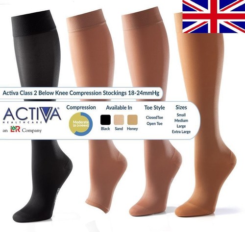 Activa CLASS 2 Compression Socks Below Knee Support Hosiery 18-24mmHg ...