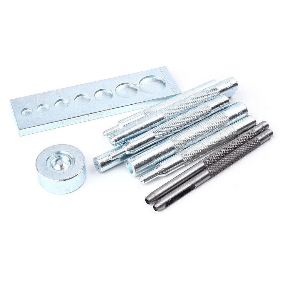 DIY 11 Die Punch Tool Snap Rivet Setter Base Tools 6-15mm Leather Craft ...