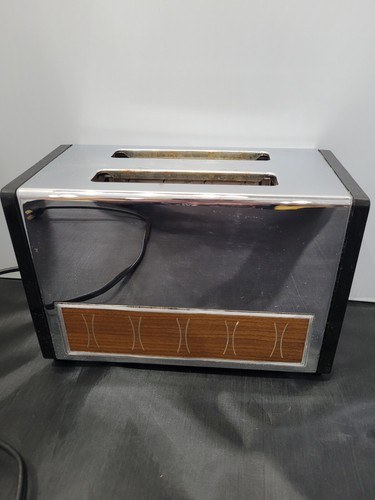 Vintage Mid Century GE Chrome 2 Slice Toaster Atomic Retro Woodgrain ...