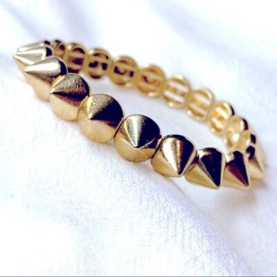 ️ So Rock Gold Plated Elastic Socket Nail Bracelet | eBay