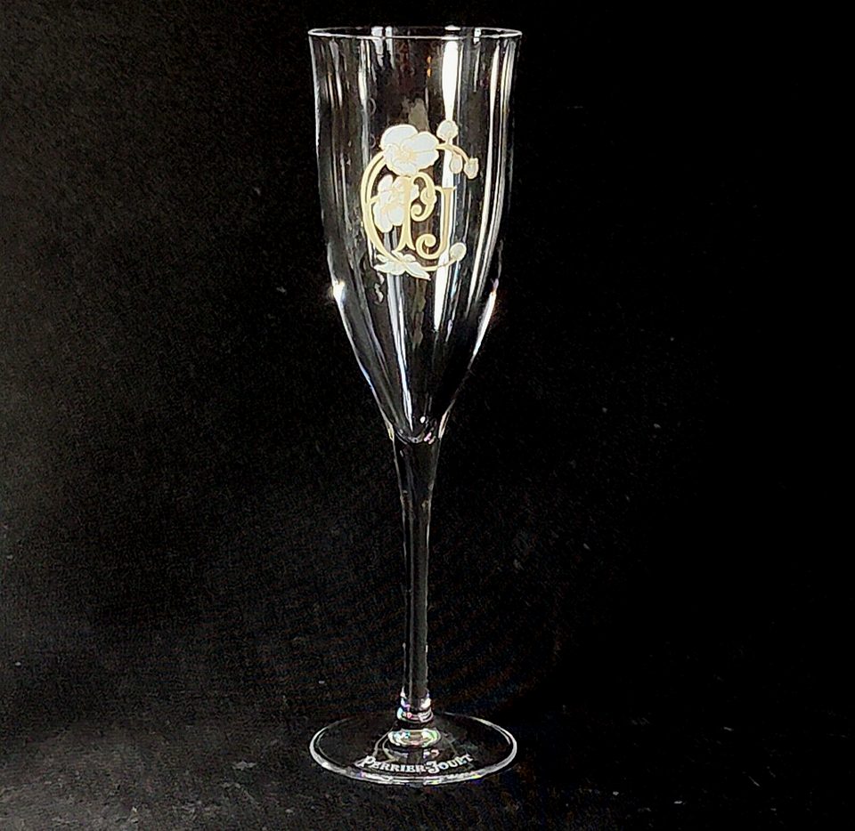 PERRIER JOUET PJ CHAMPAGNE FLUTES, Green & White, Blown Crystal, FRANCE ...