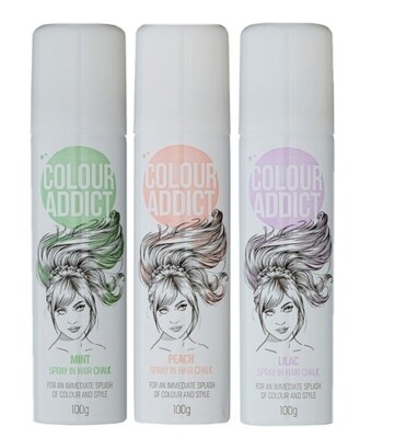 Colour Addict Hair Chalk Spray 100g - Assorted Colours - Wash Out Hair ...