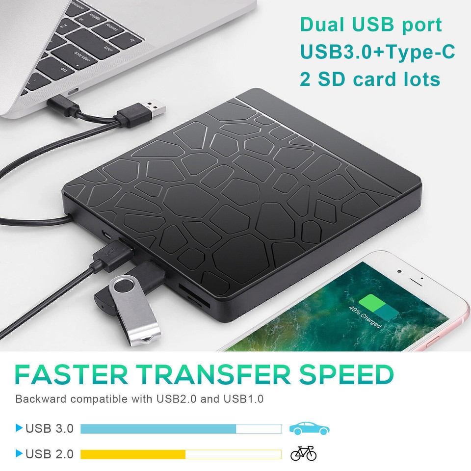 USB 3.0 + Type-C Slim DVD External Enclosure SATA To USB To SSD Caddy ...