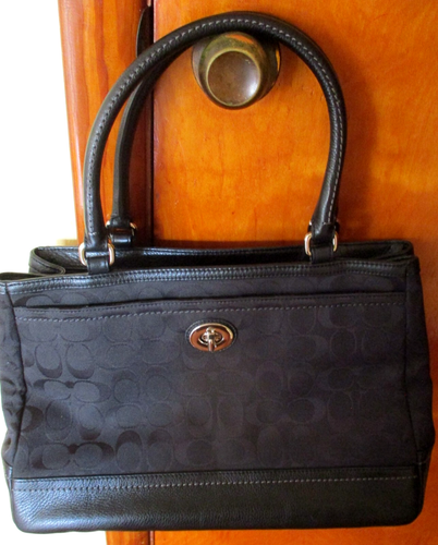 VINTAGE COACH SIGNATURE CANVAS & SATCHEL HANDBAG, CARRY ALL, TURN LOCK ...