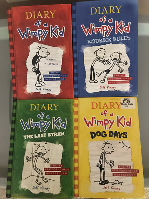 Diary of A Wimpy Kid Books Lot 1, 2, 3, 4 Roderick Rules Last Straw Dog ...