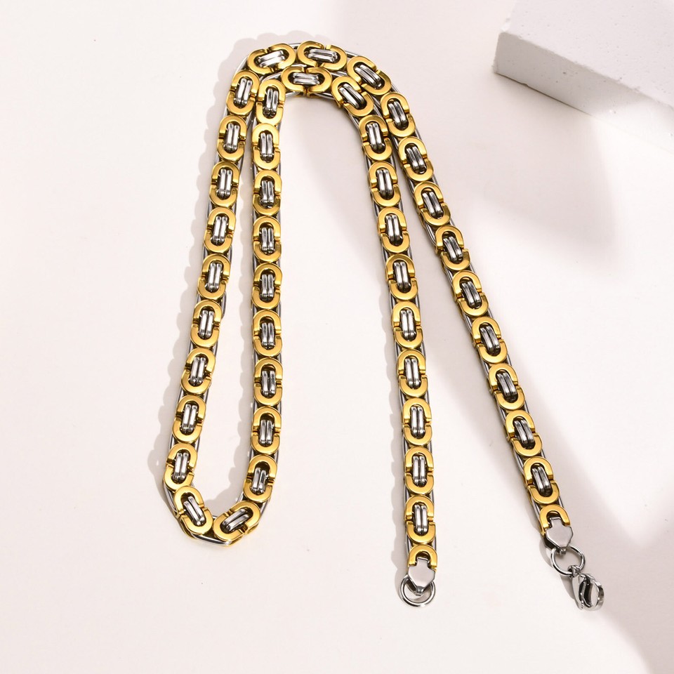 Mens Stainless Steel 4/5/6/8mm Byzantine Box King Chain Necklace ...