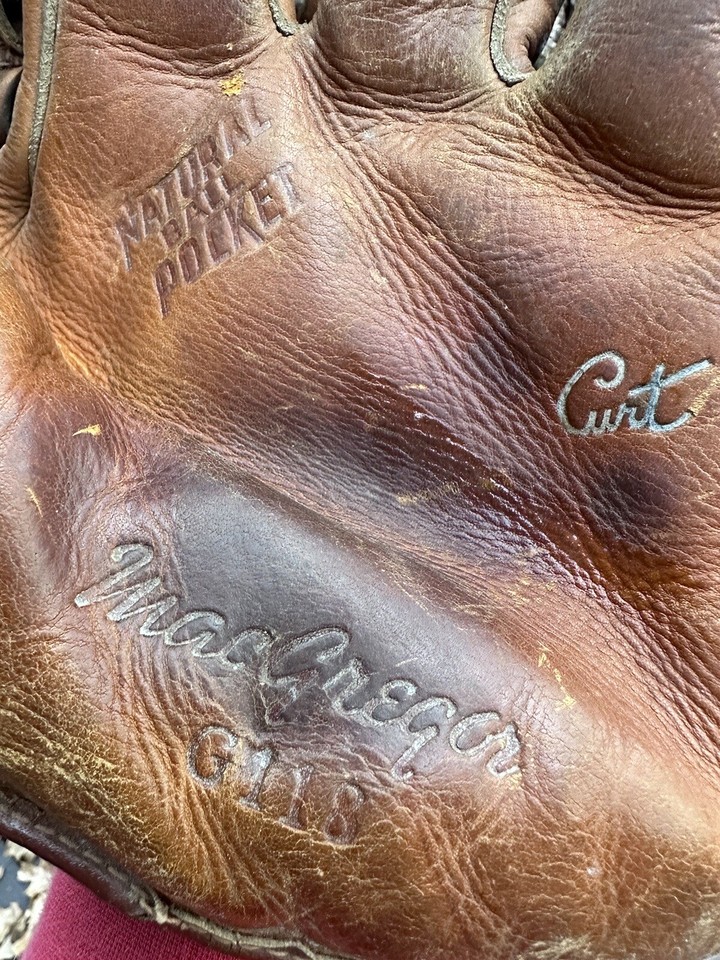 CURT SIMMONS MACGREGOR G118 USA MADE BASEBALL GLOVE 1950s W SILVER RHT ...