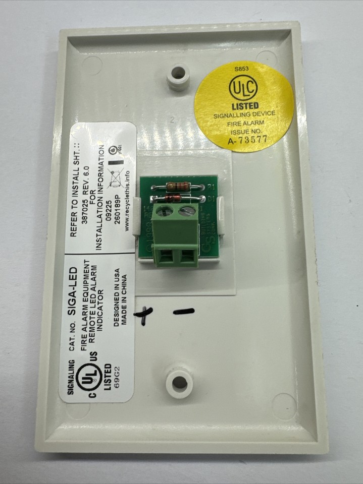 Siemens SIGA-LED LG Fire Alarm Remote Indicator LED Siemens Landis ...