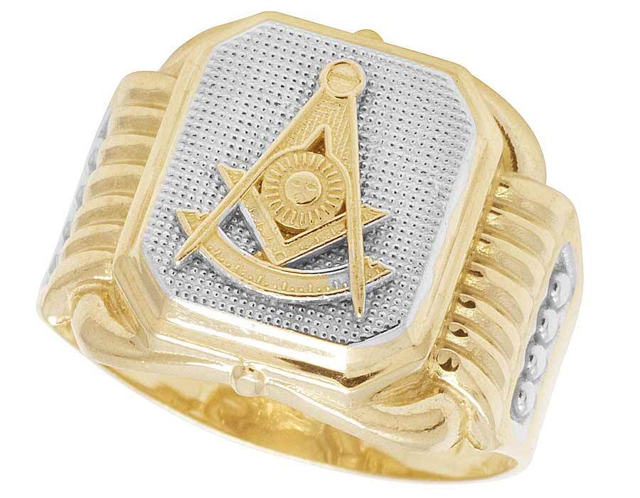 Men's 10K Yellow Gold Masonic Freemason Logo Custom Pinky Ring 17MM | eBay