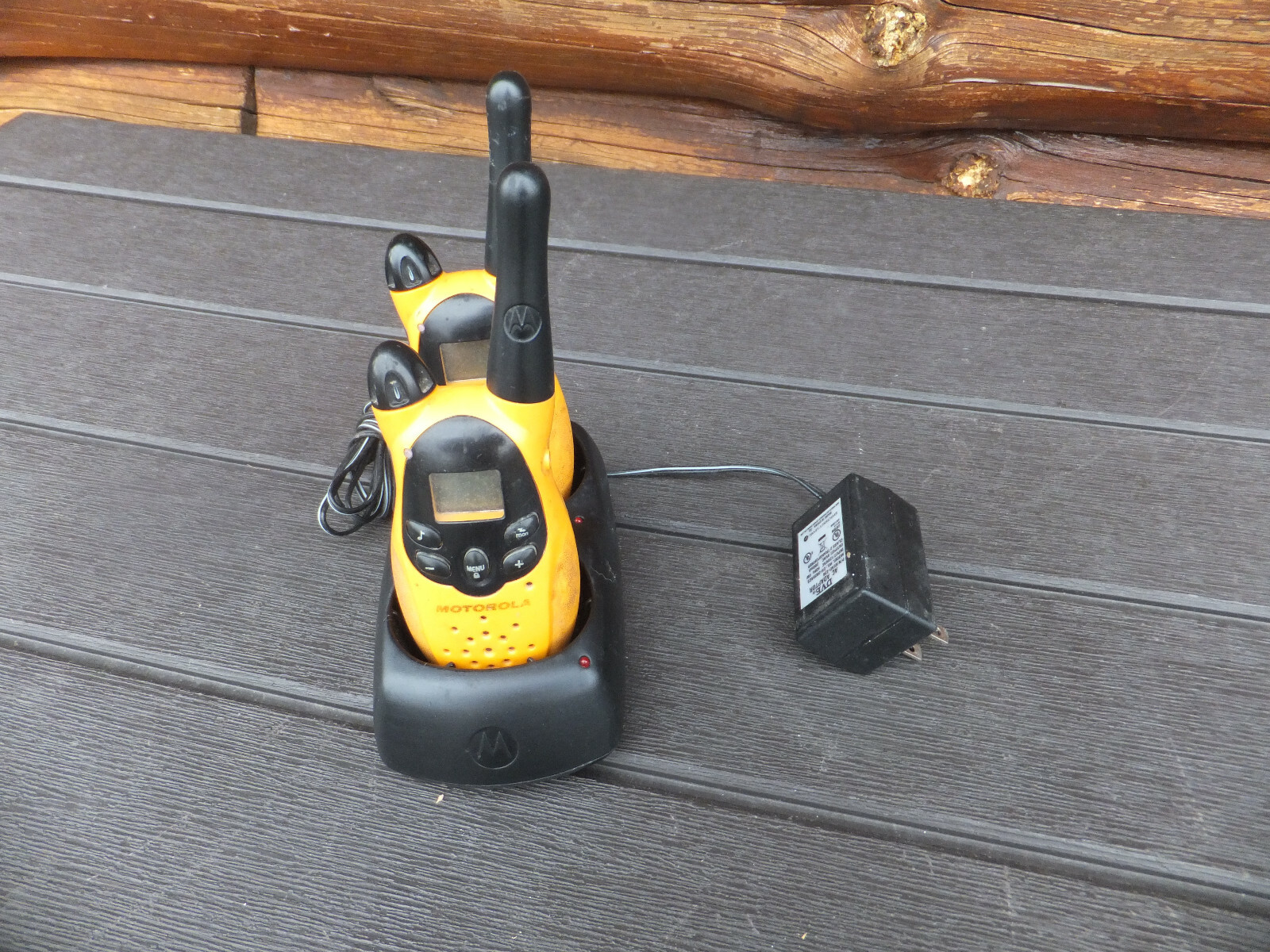 2 Yellow Motorola FRS Transceiver Radios With Base Charger - Works Well ...