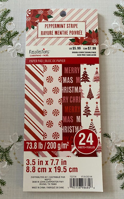 PEPPERMINT STRIPE 3.5X7.7 SCRAPBOOK CARDSTOCK PAPER PAD 24 SHEET ...
