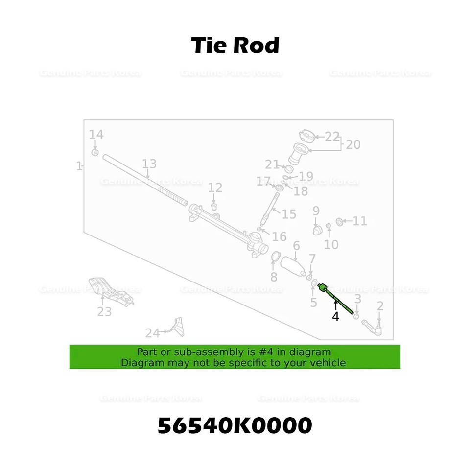 Kia Seltos Soul Inner Tie Rod 56540K0000 | Genuine OEM | Black | 100% ...