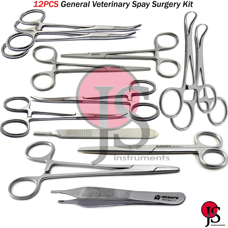 Veterinary Spay Surgery Kit Hemostat Forceps Towel Clamp Needle Holder ...