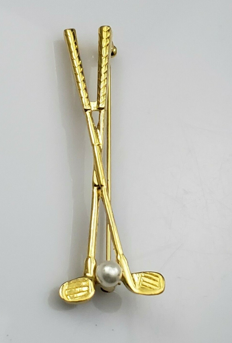 Golf Ball and Putter Clubs Brooch Pin Gold Tone Faux Pearl Golfing ...