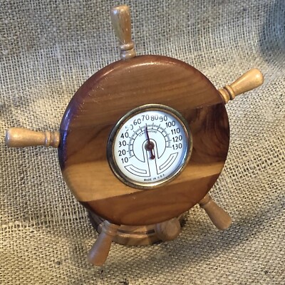 Ship Captain's Wheel Thermometer Vintage 40-50's Wood Midcentury | eBay