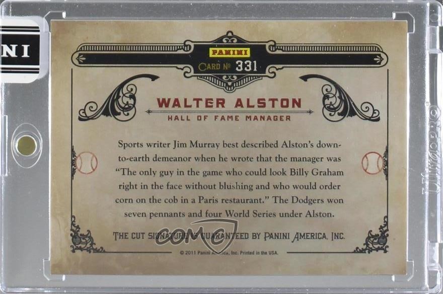 2011 Donruss Limited Cuts Cut Signatures /30 Walter Alston Cut ...