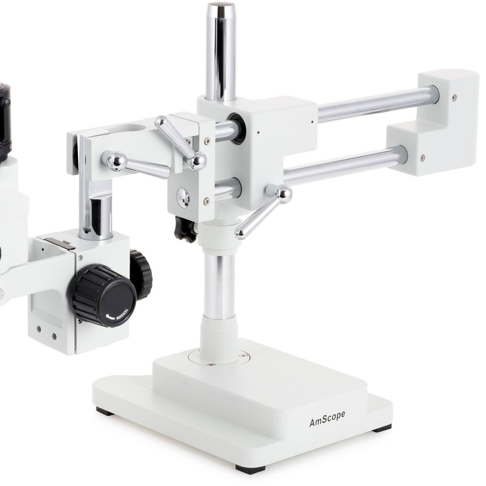 AmScope 3.5X-90X Simul-Focal Zoom Trinocular Stereo Microscope Dual Arm ...