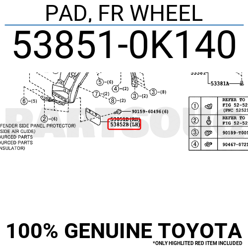538510K140 Genuine Toyota PAD, FR WHEEL 53851-0K140 | eBay