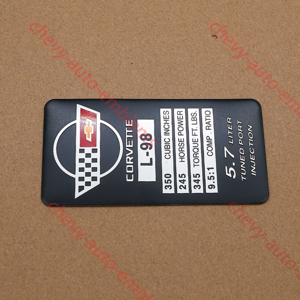 1Pc 84-96 C4 L98 Engine ID Spec Data Plate Console Ashtray Emblems ...