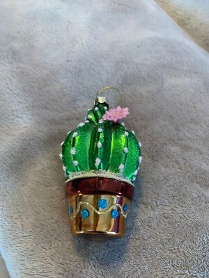 Cactus Blown Glass Southwest Desert Cactus Christmas Ornament Green | eBay