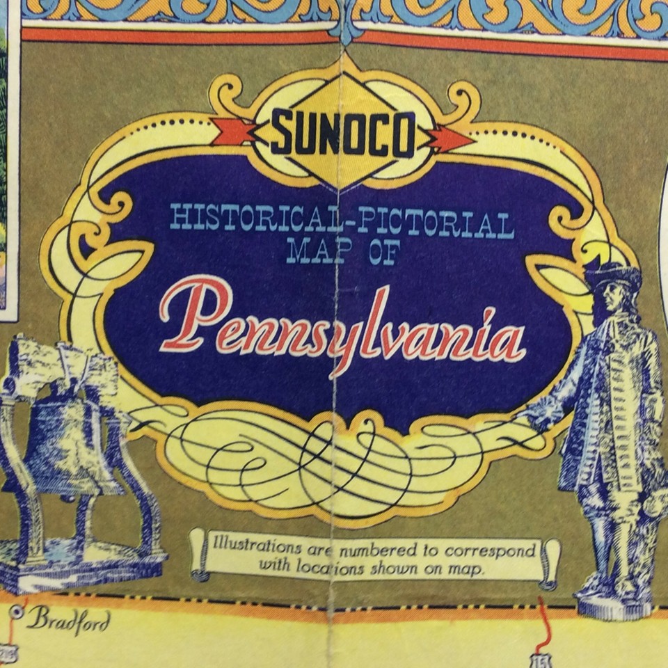 Vintage Sunoco Map Pennsylvania Road Map Historical Pictorial Map | eBay