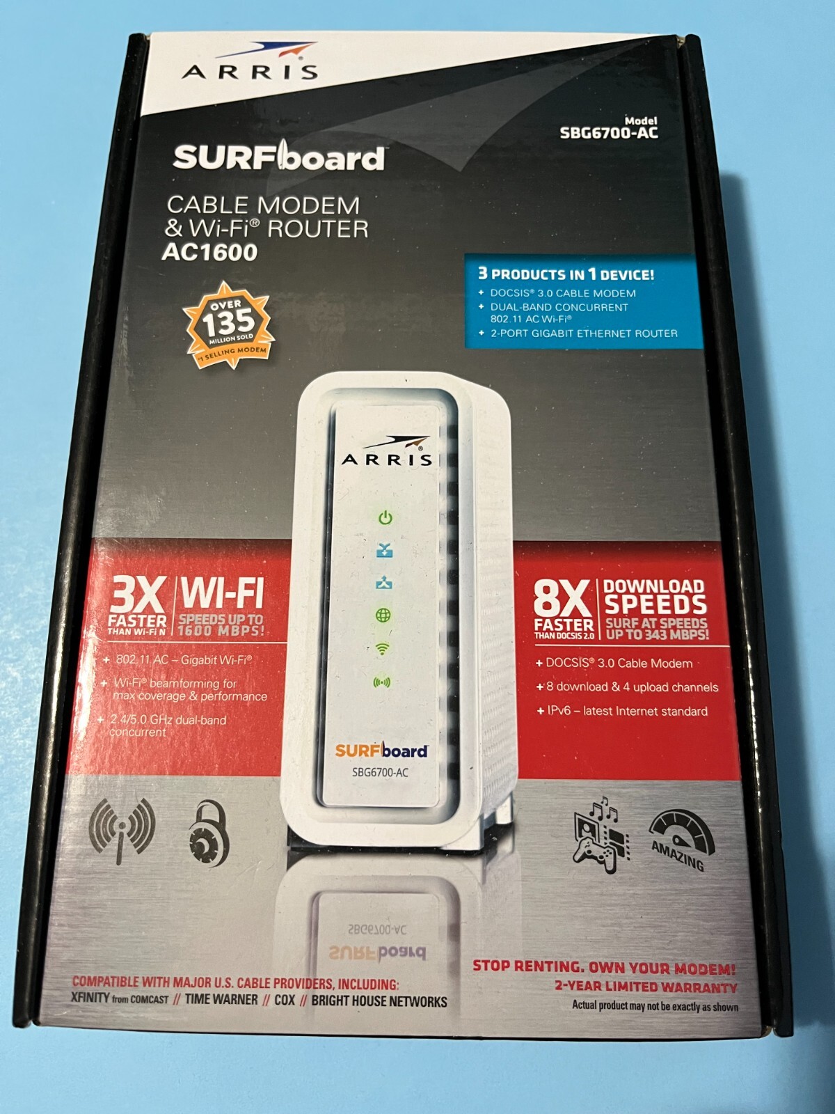 ARRIS Surfboard Docsis 3.0 Cable Modem And AC1600 Dual Band Wi-Fi ...